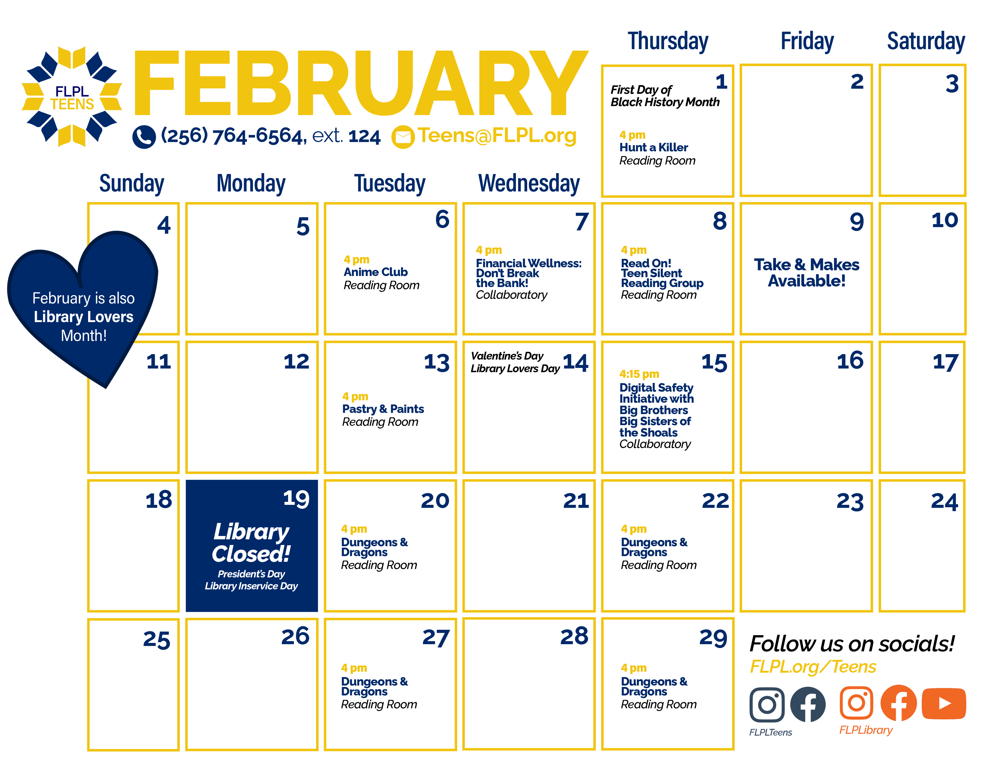 Florence-Lauderdale Public Library Teen Programs