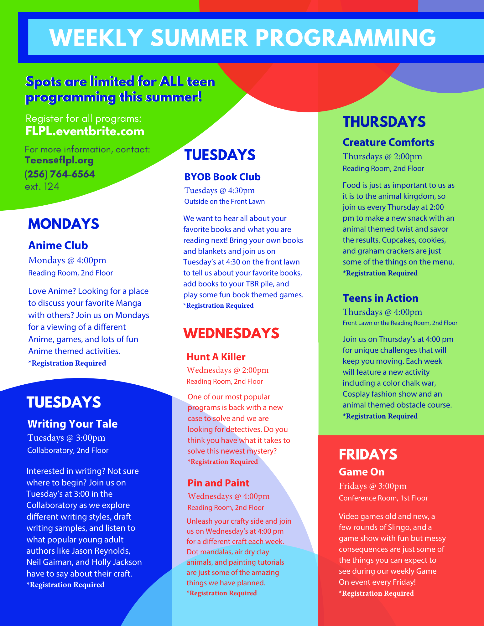 Florence-Lauderdale Public Library Teen Programs